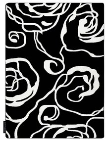 koberec HAMPTON Rosa růže, květiny černý velikost 120x170 cm | krásné koberce cz