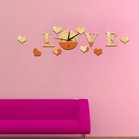 Nástěnné 3D hodiny Love Barevná varianta: Zlatá