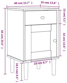 Noční stolek SENJA ratanový vzhled bílý 40x35x65 cm borovice - Default Title
