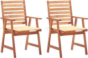 vidaXL Zahradní jídelní židle 2 ks s poduškami masivní akáciové dřevo [3064325] Barva: Šedá