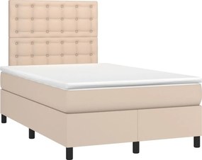 Box spring postel matrace a LED cappuccino 120x200cm umělá kůže 3135938