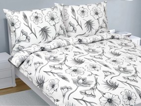 Povlečení krep na dvoudeku Bílá,Šedá 80/935 - 1ks 180x220, 2ks 70x90 cm