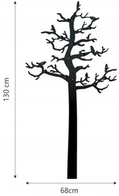 RMP Nástěnný kovový věšák strom s ptáky 131x68x3cm černý