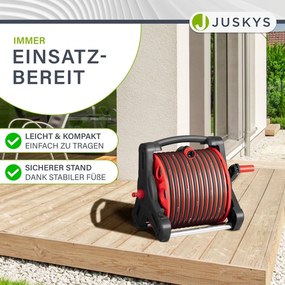 Juskys Přenosný hadicový naviják Basic s hadicí 30 m Barva: modrá / šedá