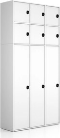 Nástavba pro skříně FRAME, 6x dveře, 1299 x 450 x 854 mm, RFID zámek, bílá
