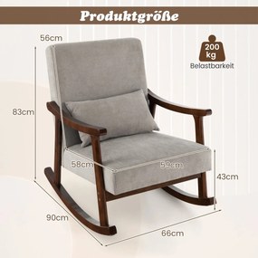 Costway Houpací křeslo obývací pokoj čalouněné křeslo s područkami hnědé