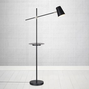 Stojací lampa Linear s USB nabíjecí stanicí, černá