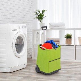 Costway Skládací nákupní vozík 50 l se 3 kapsami a výsuvným nákupním vozíkem