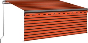 Ručně zatahovací markýza s roletou a LED 3,5x2,5m oranžovohnědá 3069405