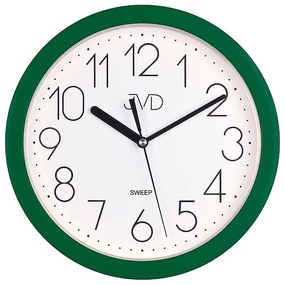 JVD Zelené plastové nástěnné netikající tiché hodiny JVD HP612.13