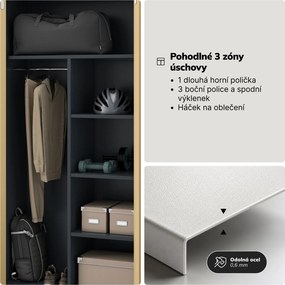 Víceúčelová kovová skříň antracitová / ořech, 900x1850x450 mm: DAWID Eco Design