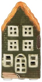 Zelený keramický LED domek Lamont - 4*4*8 cm