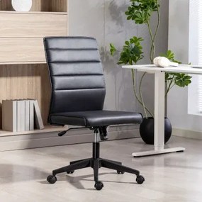 HOMCOM ergonomická a nastavitelná kancelářská židle s prohnutým opěradlem, z PU kůže a oceli, 58x53x97-107 cm, černá