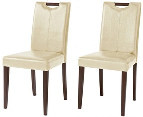 Danish style Jídelní židle Curt (SET 2 ks), krémová / tmavé dřevo