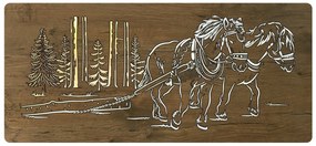 Li-Go "Koně v lese" světelný obraz 230V 110x50cm provedení povrchu: dub světlý