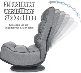 Costway Relaxační křeslo, polohovatelné, skládací křeslo, otočné – šedá