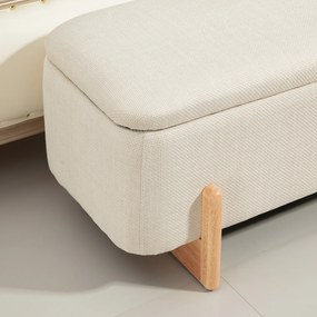 HOMCOM Lavice s úložným prostorem, čalouněná lavice s lněným vzhledem, dřevěné nohy, lavice s bezpečnostními panty do obývacího pokoje, ložnice, před…