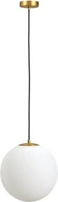 Bílé/ve zlaté barvě kovové závěsné svítidlo se skleněným stínidlem ø 30 cm Brisia – Kave Home