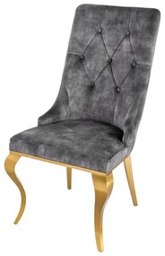 Designová židle Rococo Lví hlava šedá / zlatá