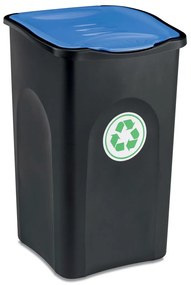 STEFANPLAST Odpadkový koš na tříděný odpad ECOGREEN 50 l, černý/modré víko