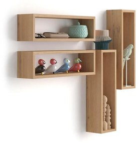 Mobili Fiver Sada 4 nástěnných krychlových polic LACOPO 17x59x14,5cm,tmavěhnědá