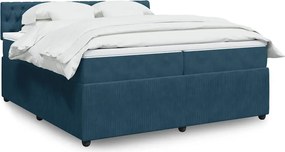 Box spring postel s matrací modrá 200 x 200 cm samet 3287840