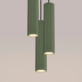 Sollux Lighting Závěsné svítidlo KARBON 3P olivově zelené