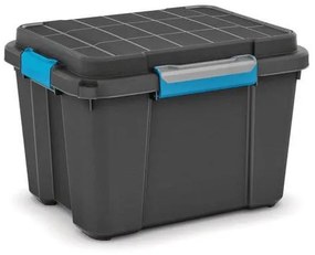 Manutan Expert  Plastový úložný box s víkem na klip Scuba, černý, 45 l