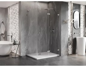 Mexen Lunar-F L, pravý sklápěcí sprchový kout 95 x 70 cm, 8mm čiré sklo, ocelový profil, 836L-095-070-97-00-P