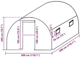 vidaXL Marketos Náhradní plachta na skleník (9 m²) 3 x 3 x 2 m průhledná