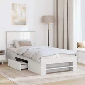 Rám postele s čelo Bílá 90 x 200 cm Kompozitní dřevo 3408802