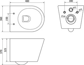 Mexen RICO Rimless mísa závěsná se sedátkem volně-padajícím, 48 x 35 cm, světle šedá, 30724061