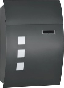 HOMCOM Poštovní schránka s víkem, zámkem, nástěnná poštovní schránka s okénkem vyrobená z pozinkované oceli, pro venkovní použití, 32 x 10 x 45 cm, tm