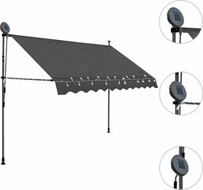 vidaXL Ručně zatahovací markýza s LED světlem 250 cm bílo [145865] Barva: krémová