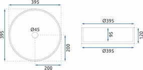 Rea Ingrid, skleněné umyvadlo na desku 395x395x120mm, černá, REA-U6800
