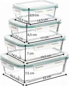 Skleněné dózy na potraviny sada 4 ks SPRINGOS KI0171