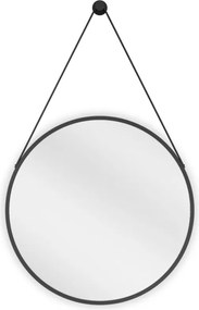Mexen String, kulaté koupelnové zrcadlo na pásku 50 cm, barva rámu černá matná, 9854-050-050-000-70