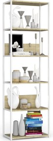 Kovový regál Loft 60 cm bílá/dub artisan