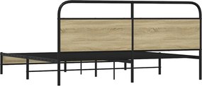 Kovový rám postele bez matrace dub sonoma 193 x 203 cm 3318686