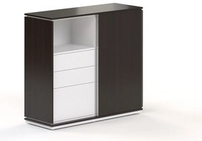 Střední skříň Creator 123,2 x 44,5 x 115,5 cm, bílá / wenge