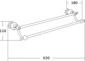 Mexen příslušenství, ESTELA držák na ručníky 2řadý, zlatá, 7011525-50
