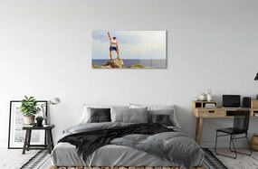akrylový obraz Muž mořská oblohy 100x50 cm