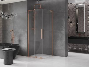 Mexen Velar L, sprchový kout s posuvnými dveřmi 90 x 90 cm, 8mm čiré sklo, měděná matná, 871-090-090-03-65