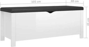 Úložný box s poduškou bílá vysoký lesk 105x40x45 cm kompozit 326774