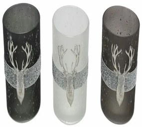 Ego Dekor EGO DEKOR DOP Svícen skleněný hlava jelena, hnědá, bílá, stříbrná, 7x8,5cm balení obsahuje 3 kusy!