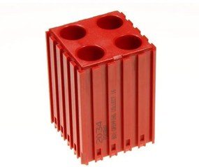 Plastový box pro ukládání kleštin s velkým průměrem 16 mm, modul 5x5, 4 dutiny, červená