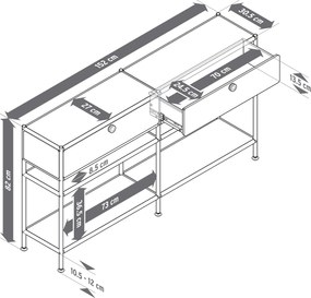 Tchibo - Kovová konzola »Cn3 Slim Line« se 2 zásuvkami - barva: bílá