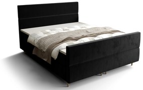 Manželská postel Boxspring 140 cm Flu plus (černá) (s matrací a úložným prostorem). 1046568
