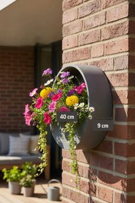 Květináč na zeď MURA, sklolaminát, Ø 40 cm, šedá