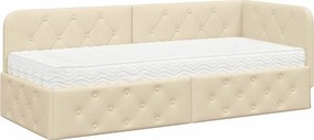 Rohový rám postele Krémová 80 x 200 cm textil 3394035